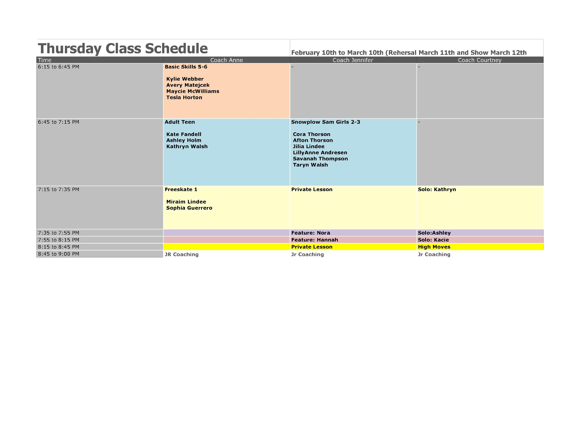 2022 Follow Your Heart Show Schedule
